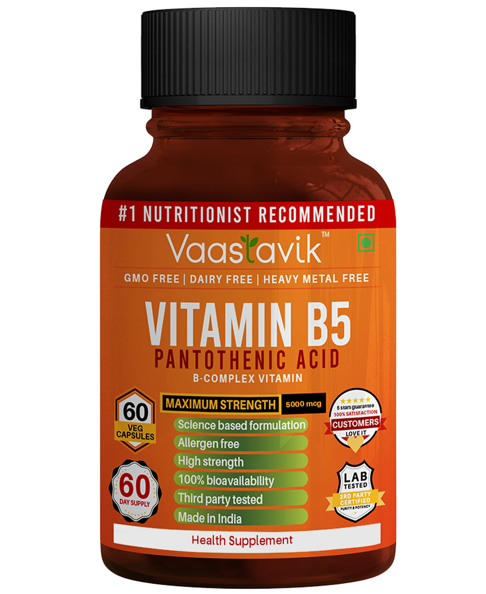 Vitamin B5 Pantothenic Acid 5000 mcg 60 Capsules – Vaastavik